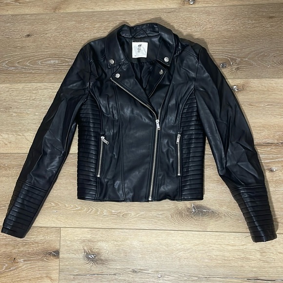 H&M | Jackets & Coats | Hm Black Faux Leather Jacket | Poshmark